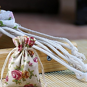 Cooyeah 50pcs Rose Drawstring Burlap Bags, Reusable Double Drawstring Linen Storage Bag Gift Favor Bag for Wedding Birthday Party Jewelry Pouch, 3.9"x5.5"