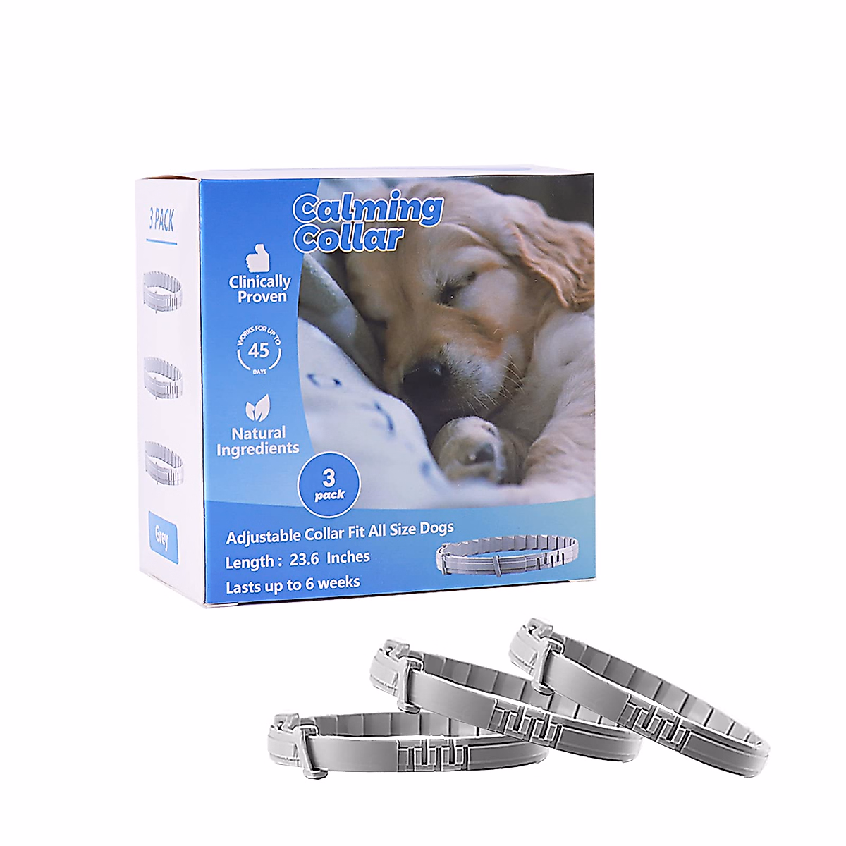 LAKETANEY Calming Collar for Dogs,Dog Pheromones Collar,Dog and Puppy Stress Reliever Relaxing Comfortable,Effective Improvement Barking, or Separation Anxiety (3PC)