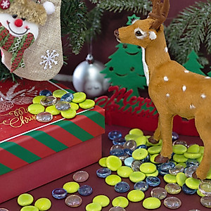 2 LB Floral Glass Gems Stones Flat Marbles Beads Mixed Green,Royal Blue,Peach for Vases Bowl Fillers,Crafts,Table Scatter,Home Centerpieces,Aquarium,Fairy Garden,Candle Holder