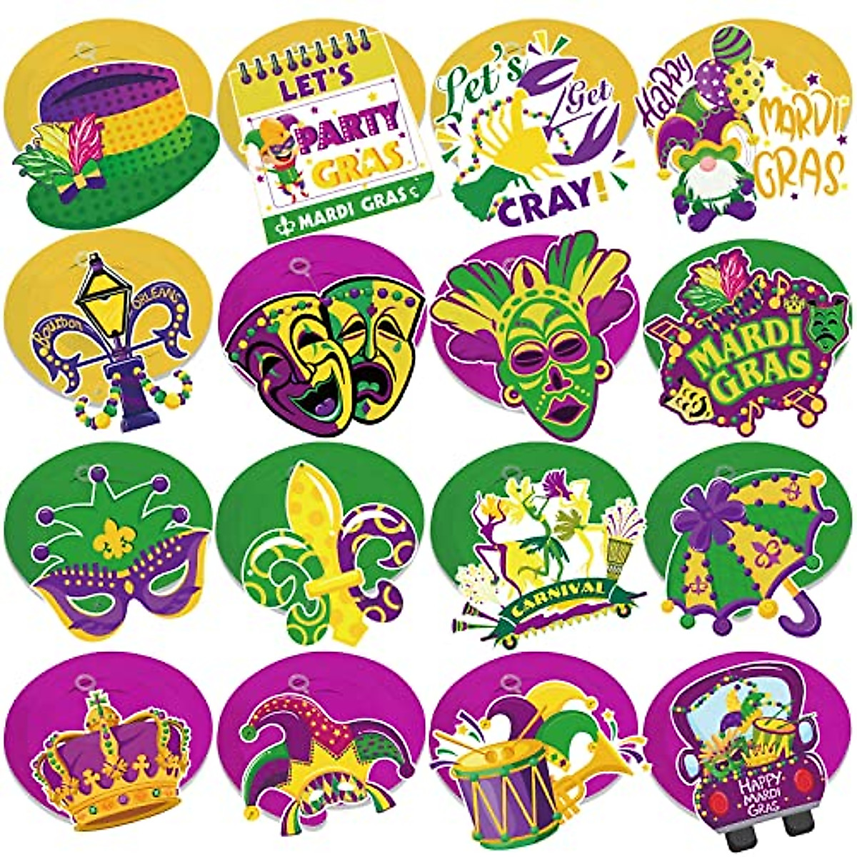 HOWAF Mardi Gras Party Hanging Swirls Decorations, Mardi Gras Themed Foil Swirls for New Orleans Party Ceiling Decoration, Mardi Gras Swirls Streamer for Masquerade Party Supplies, 30pcs