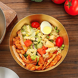 Stainless Steel Salad Bowls, Large Capacity Food Containers Heat Insulated Bowls, Household Flatware Mixing Bowls Soup Bowls(20cm,gold)