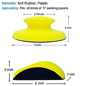 Tockrop 2 Pack 5 Inch Hand Sanding Blocks Round and Mouse-Shaped for 5 Inch Hook and Loop discs Ideal For Wood Furniture Restoration Home Arts and Crafts