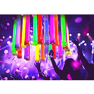 PartySticks Glow Sticks Party Supplies for Kids and Adults (50pk Assorted) - 6 Inch Bulk Glow Light Up Sticks Party Favors, Glow in the Dark Party Decorations, Waterproof Nontoxic Glow Necklaces