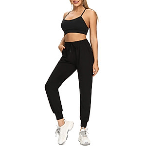 FULLSOFT Sweatpants for Women-Womens Joggers with Pockets Lounge Pants for Yoga Workout Running (Black,X-Large)