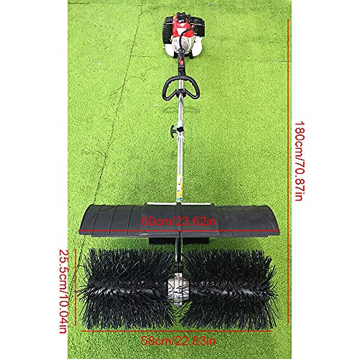 52CC 2.3HP Street Sweeper Walk Behind Hand Held Gas Power Snow Sweeper Power Brush Sweeper Broom Driveway Garden Leaf Lawn Collector Leaf Collector