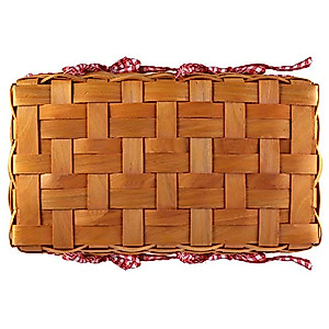 Yesland Picnic Basket, Natural Woven Basket with Double Folding Handles, Woodchip Basket & Organizer Blanket Storage for Egg Gathering, Wedding, Candy Gift & Toy (13 x 8 x 6-1/4 Inches)