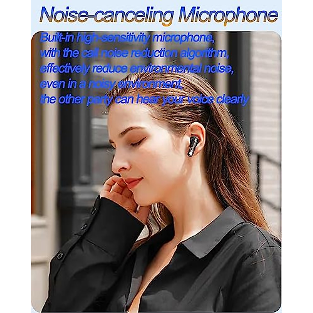 Wireless Headphones, Bluetooth Earbuds ENC Noise Cancelling Translucent Earphones in Ear, HiFi Stereo Dual Microphone Mini Sport Ear Buds with Fast Charging,IP7 Waterproof Sweat Resistant Headphones