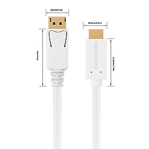 CableCreation DisplayPort to HDMI Cable 6FT, 4K 30Hz DP 1.2 to HDMI Male to Male Cable, 3D Audio/Video Cord Converter for PCs to HDTV, Monitor, Projector, White