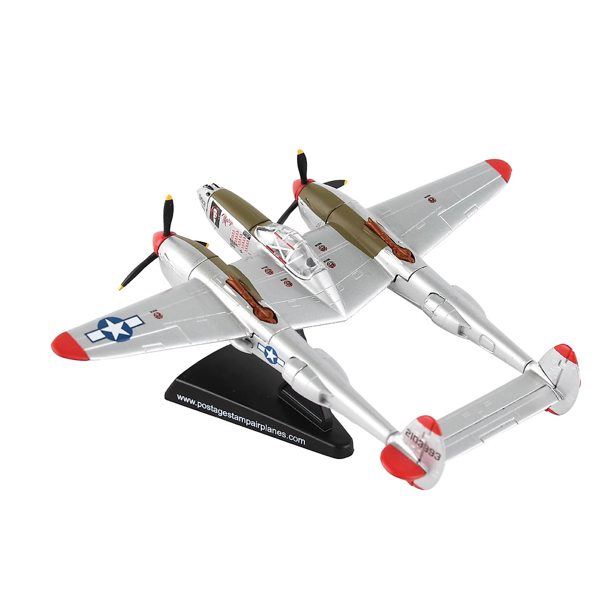 Daron Worldwide Trading Postage Stamp P-38J Lightning Marge 1/115 Dick Bong Airplane Model