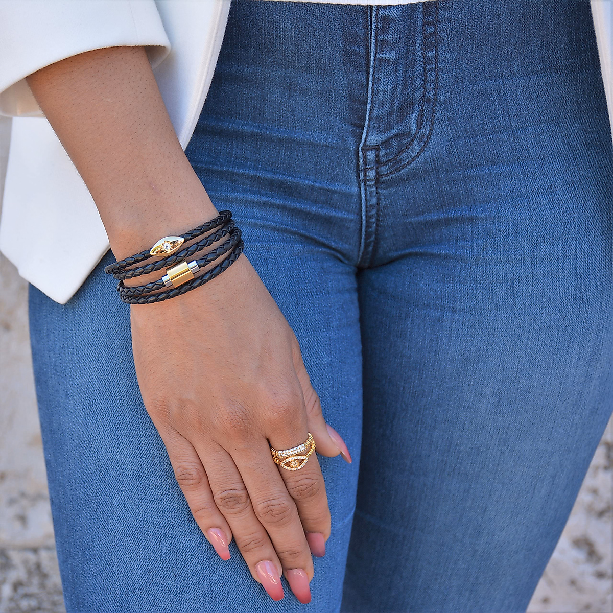 Leather Wrap Bracelets for Women - Quickly Layer our Boho Wrap Bracelets Using the Magnetic Clasp - Made in the USA our Beautiful Leather Wrist Bracelets for Women Make Great Gifts - Black