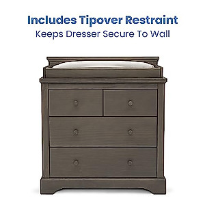 Simmons Kids Paloma 4 Drawer Dresser with Changing Top and Interlocking Drawers - Greenguard Gold Certified, Rustic Grey