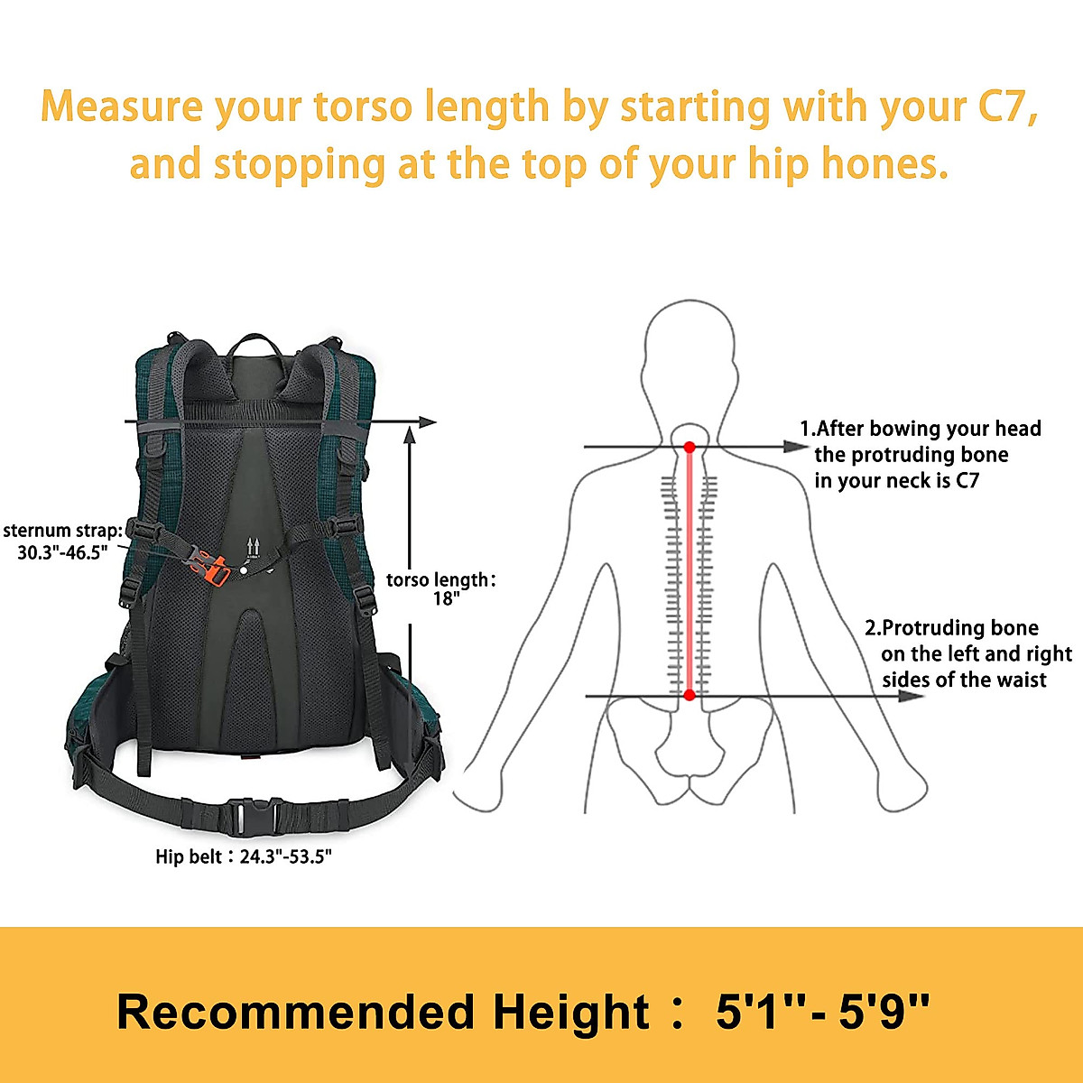 N NEVO RHINO Waterproof Hiking Backpack 40L 50L, Camping, Outdoor Sport Travel Backpack with Rain Cover for Men Women