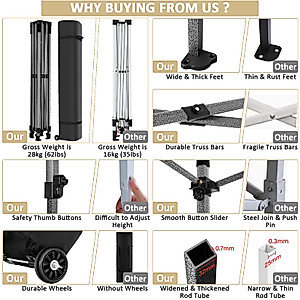 COBIZI 10x10 Pop up Canopy Tent 10x10 Canopy with 4 Sidewalls Waterproof Heavy Duty Commercial Canopy Tent for Parties Outdoor Tent Garden Gazebo Tent, Carry Bag with Wheel(10x10ft, Khaki)