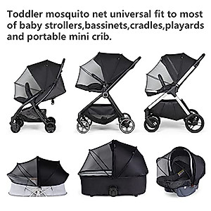 Beberoad Love 2-in-1 Mosquito Net and Sunshade for Stroller UPF50+ Sun Protection Baby Mosquito Net Mesh Net Cover for Infant with Storage Bag (Black)