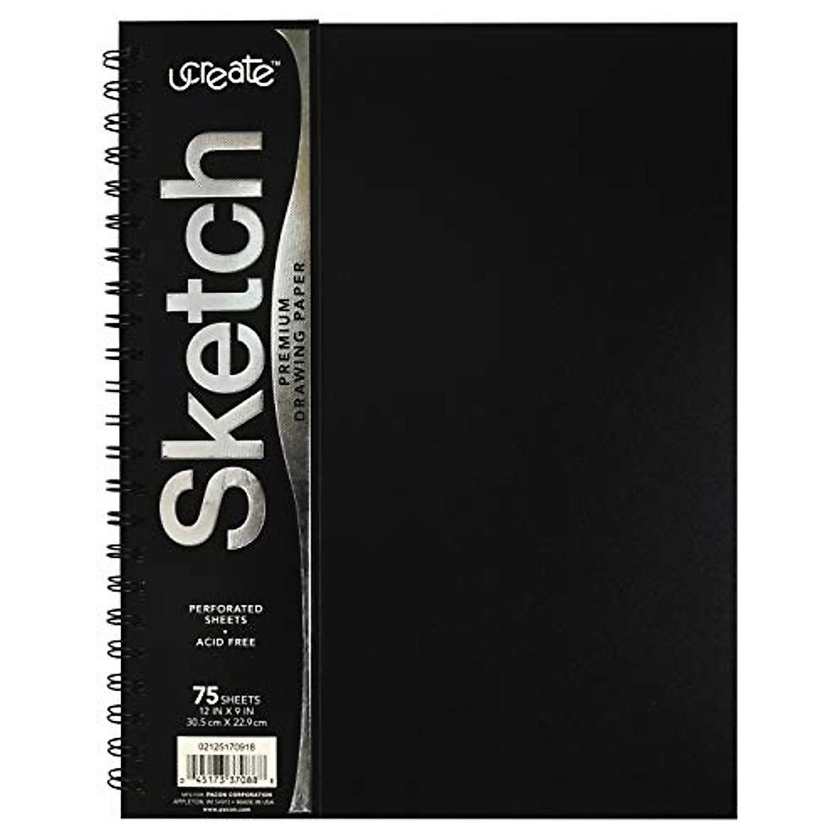 UCreate Poly Cover Sketch Book, Heavyweight, 9" x 12", Black, 75 Sheets