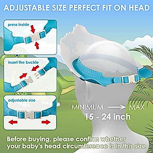 2 Pack Baby Shower Cap for Kids Hair Washing Shield Toddler Bath hat Baby Shower Visor Baby Shampoo Cap Head Protector Cute Dinosaur Shape Makes Baby Bath More Fun Blue