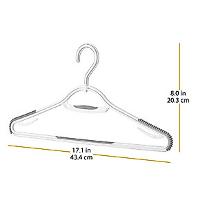 Whitmor Slim Sure-Grip Hangers with Swivel Hook (Set of 5), White, 17.13x 8.07 inch