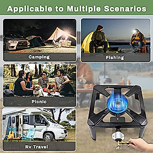 Aowoil Portable Propane Burners for Outdoor Cooking and Home,100K BTU High-powered,Propane Burner with Adjustable Flame,4ft Connecting Hose with Regulator,Quemadores de Gas Para Cocinar Afuera