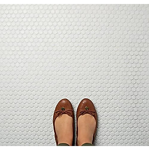 Penny Round Tile Arctic White Porcelain Mosaic Matte Look Wall and Floor Tile (Box of 10 Sheets) for Kitchen Backsplash, Bathroom Floor, Accent Wall