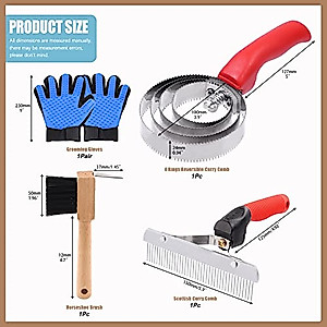 Wokape 5Pcs Horse Care Tool Kit, Horseshoe Brush Reversible Stainless Steel Brush, Hairy Pet Care Tools for Shedding Grooming Horses Dogs Cattle Cats