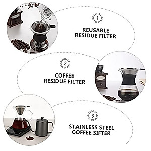 BIUDECO 1 PC Coffee Filter Coffee Funnel Manual Espresso Maker Steel Coffee Dripper Filter Tea Strainer Coffee Cone Coffee Tea Filter Cone Black Stainless Steel