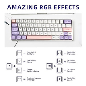 EPOMAKER EP64 60% Mechanical Keyboard, Wireless Gaming Keyboard, 2.4GHz/Bluetooth 5.0/USB-C Custom Keyboard, Hot Swappable, NKRO, Programmable wtih Dye-sub PBT Keycap for Mac/Win (Flamingo Switch)