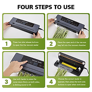Imfriy Food Saver Vacuum Sealer Machine, Vacuum Sealer for Food Storage with Cutter Can Vacuum Dry, Wet, Crunchy and Soft Foods Vacuums Bags, Jars and Lids if you have Vacuum hose.