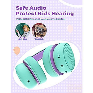 gorsun Premium Kids Headphones with 85/94dB Volume Limited, Wireless Headphones for Kids for School, Kids Bluetooth Headphones Over Ear with Built-in Microphone, Wired/Wireless, Adjustable (Green)
