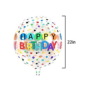 GLASNES 4 Pieces Large Happy Birthday 4D Balloons 22 Inches for Birthday Party Baby Shower Decor Supplies
