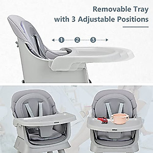 INFANS 8 in 1 Baby High Chair, Convertible Highchair for Babies and Toddlers, Infant Dining Booster Seat, Building Block Table, Kids Stool Table Chair Set with Removable Tray (Grey)