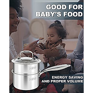 HZIB 2 Quart Stainless Steel Pot, Vegetable Steamer for induction stove, Small Steamer Pot, Steamer Pot with Lid, Small Saucepan,Streamer Small Pot, Saucepans with Steamer, Small Steamer for Cooking