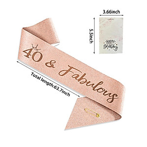 Generic 40th Birthday Sash and Tiara Set, Party Supplies for Her, Decorations, Rose Gold，40th Birthday Gifts for Women, 5.2inch