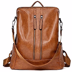 CLUCI Women Wallet Soft Leather Designer Trifold Multi Card Organizer Lady Clutch Women Backpack Purse Leather Fashion Travel Casual Detachable Shoulder Bag Oil Wax Brown