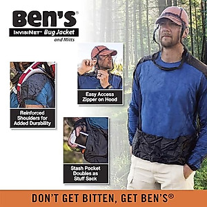 BENS InvisiNet Bug Jacket & Mitts - Durable & Comfortable Insect Protection for Outdoor Activities - Fine Mesh Bug Net with High-Visibility - L/XL