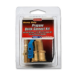 Camco Propane Quick Connect Kit - Valve & Full Flow Plug, Additional Safety Shut- Off- For Use with Low-Pressure Propane Systems, Easy Install (59853)