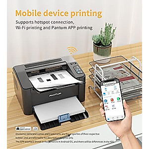 Pantum Compact Wireless Small Laser Printer P2502W Monochrome (Black and White) Single Function, Wireless Mobile Printing Airprint for Business and Home School Use, 23 PPM, Black