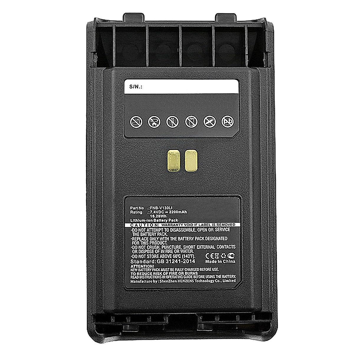 Synergy Digital 2-Way Radio Battery, Compatible with Vertex FNB-V130LI-UNI 2-Way Radio, (Li-ion, 7.4V, 2200mAh) Ultra High Capacity, Replacement for YAESU FNB-V130LI Battery