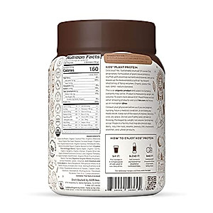 KOS Plant Based Protein Powder, Chocolate USDA Organic - Low Carb Pea Protein Blend, Vegan Superfood with Vitamins & Minerals - Keto, Soy, Dairy Free - Meal Replacement for Women & Men - 15 Servings