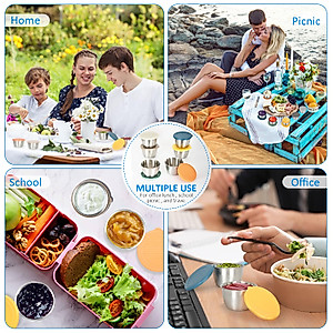 ZORGONS [6 Pack 1.7 oz Salad Dressing Container To Go - Small Condiment Containers with Lids, Reusable Stainless Steel Sauce Cups - Leakproof Silicone Lids for Lunch Bento Box, Picnic and Travel.