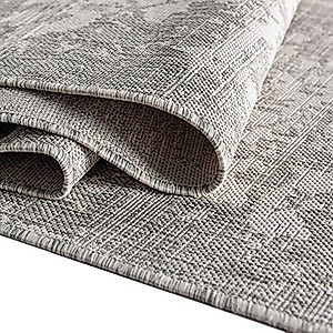 Unique Loom Jill Zarin Outdoor Collection Medallion Area Rug (9' 0 x 12' 0 Rectangular, Gray)
