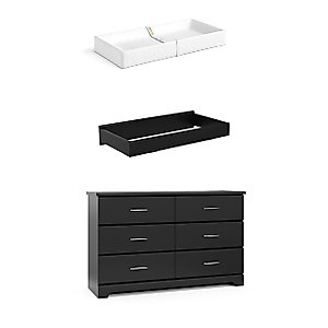 Storkcraft Brookside 6 Drawer Chest with Changing Topper and Change Pad - Black