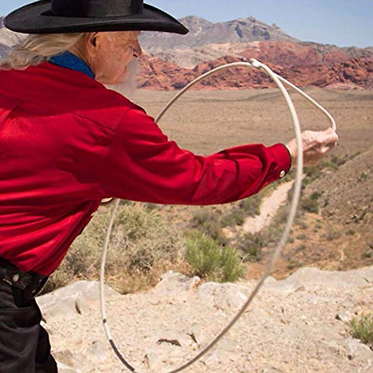 Western Stage Props Cotton Trick Rope Lasso | Lariat Looper Rope for Kids and Adults | Leather Burner Cowboy and Cowgirl Rope for Wedding Ring & Butterflies, 20 Foot
