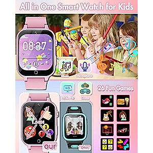 Smart Watch for Kids with Video Camera Music Player Educational Birthday Gifts for 6 7 8 9 10 11 12 Year Old Boys (Pink)