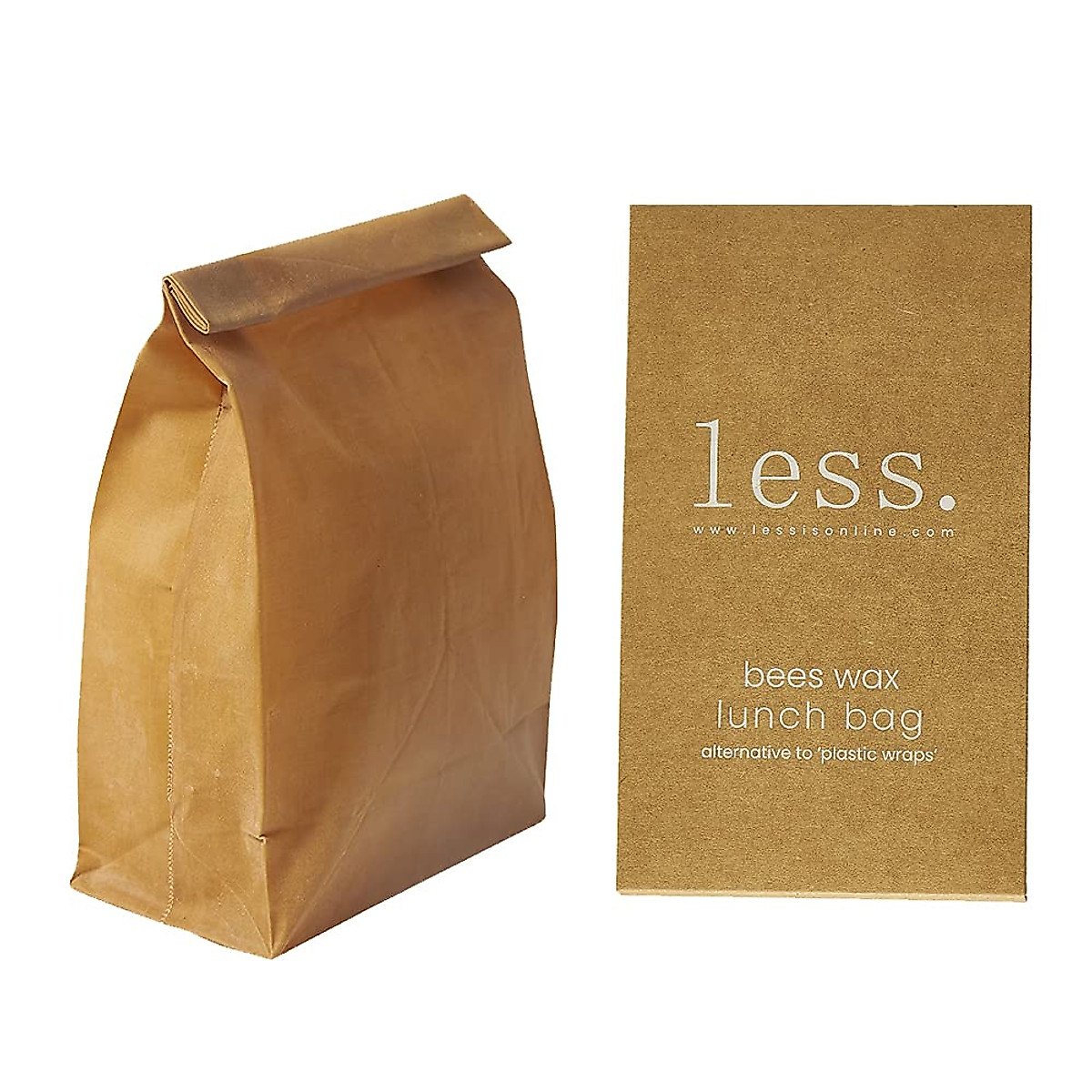 Less. Reusable Beeswax Lunch Bags, Size M (sandwich) Zero Waste Cotton Lunch Wrap, Plastic Free Alternative Storage Bag