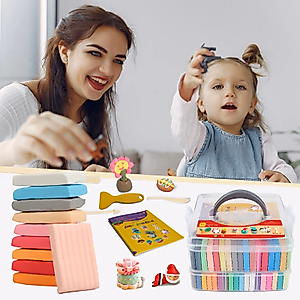 Polymer Clay 50 Colors, Modeling Clay for Kids DIY Starter Kits, Oven Baked Model Clay, Non-Toxic, Non-Sticky,with Sculpting Tools, Ideal Gift for Children and Artists (50 Colors A)