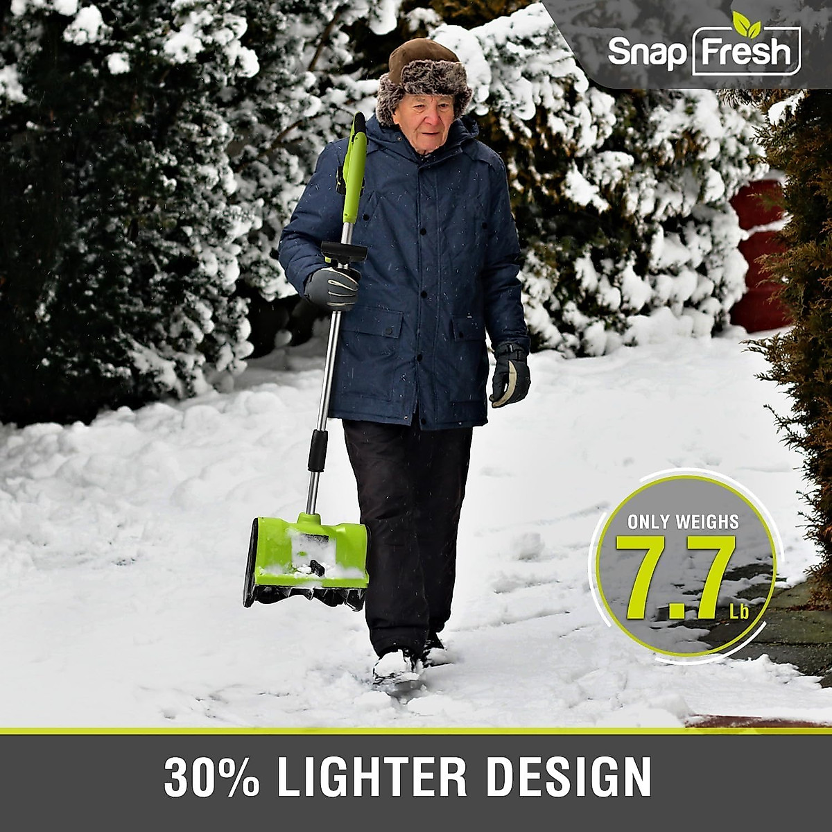 SnapFresh 20V Snow Shovel Cordless,12” Electric Snow Thrower kit,Adjustable Handle, Directional Plate, Handheld Battery Powered Snow Thrower for Driveway Clearing,4.0Ah Battery & Fast Charger Included