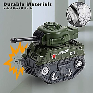 Pull Back Military Vehicles Tank Toys for Boys, 8 Pull Back Toy Army Tanks with Army Men Military Road Sign, Small Diecast Tanks Military Toy Army Car Truck Toys Gift for Kids Age 3 4 5 Years Old