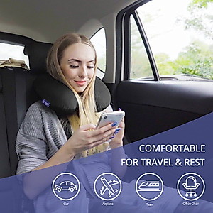 Fabuday Memory Foam Travel Pillows for Airplanes - Neck Pillow for Traveling with Attachable Snap Strap Soft Washable Cover, Flight Pillow for Sleeping, Car, Home, Office, Black