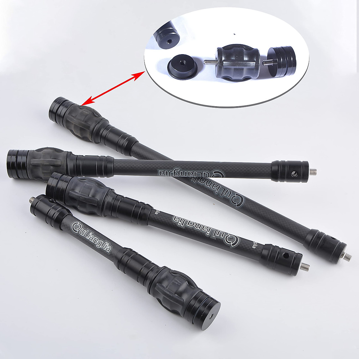 AMEYXGS Archery Bow Stabilizer 6" 8" 10" 12" Rod Balance Bar with Damping System and Weights Shock Absorber for Compound Bow Archery Accessory (6" Stabilizer)