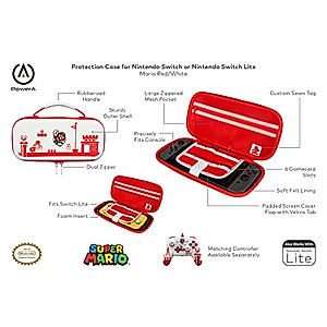 A Power Protection Case For Nintendo Switch or Nintendo Switch Lite - Mario Red/White, Protective Case, Gaming Case, Console Case (Nintendo Switch)